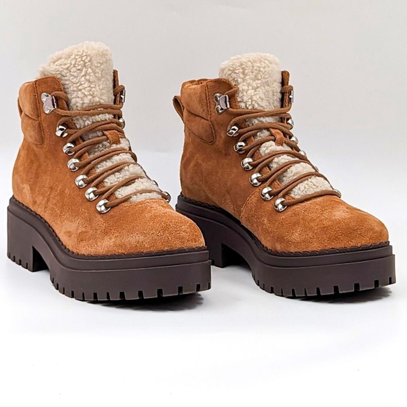Marc Fisher | Shoes | Marc Fisher Leigan Caramel Suede Sherpa Trim Lug ...